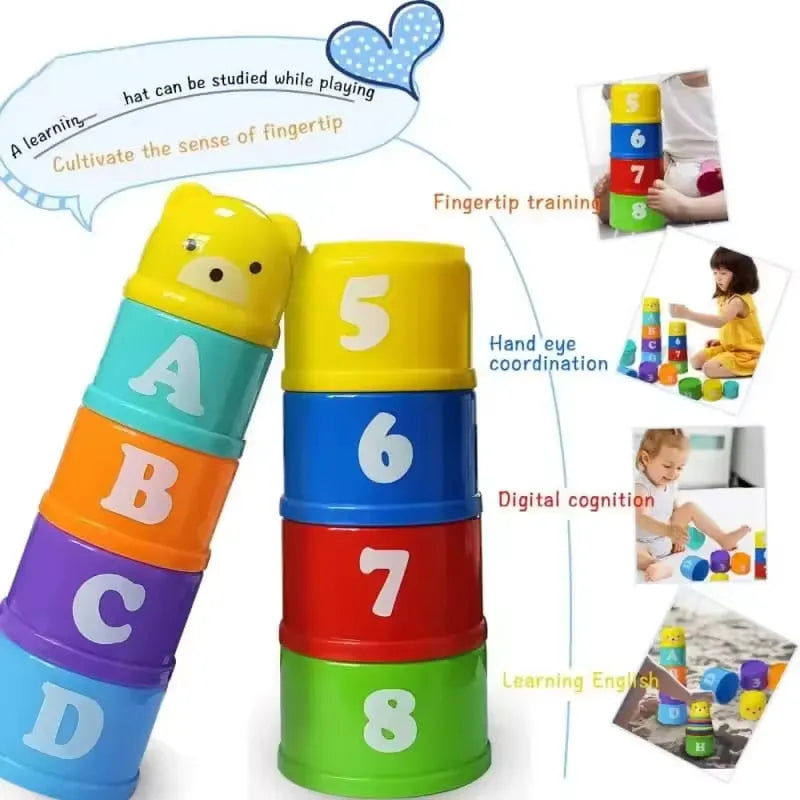 9 Pcs Fun Stacking Cups Baby Toy – Adinoor